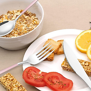 Portable Travel Utensils Set with Case, Pink Reusable Silverware Set, TWUTGAYW 18/8 Stainless Steel Knife Forks Spoons Chopsticks Reusable Travel Camping Cutlery for Lunch Box Office Picnic Daily Use