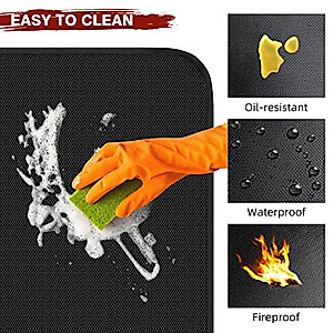 CEBERVICE 60 × 42 Inch Fireproof Hearth Rug for Fireplace, Fire Resistant Pit Hearth Pad for Wood Stove, Grill Mat for Outdoor Charcoal, Smokers, Gas Grills, Deck and Patio Protective Mat