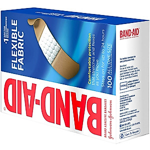 Johnson & Johnson JJ4444 Band-Aid Woven Adhesive Bandages, 1" x 3", Tan (Box of 100)