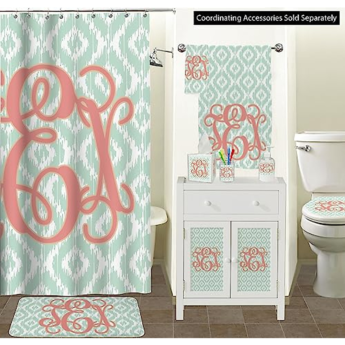 RNK Shops Monogram Waste Basket - Single-Sided - White