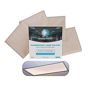 ShadeMAGIC Fluorescent Light Filter Covers (Mocha) - Diffuser Pack; Eliminate Harsh Glare That Causes Eyestrain and Head Strain The The Classroom or at Office. (4)