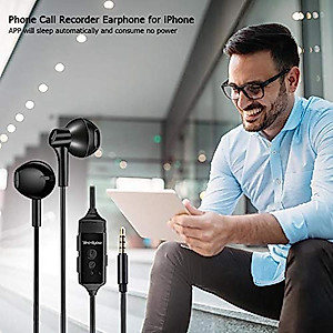 Cell Phone Call Recorder Earphone for iPhone Cellular Calls Skype Facebook Messenger Whatsapp Voice Call Recording (with Connector)