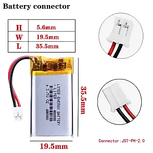 Liter Energy Battery 3.7V Lipo Battery 400mAh Rechargeable Lithium ion Polymer Battery 602035 Lithium Polymer ion Battery with JST Connector