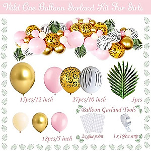 Wild One Birthday Decorations for Girl, 1st Birthday Girl Decorations Supplies Kit, Wild One Monthly Photo Banner, Boho Floral Wild One Balloon Garland, 1st Birthday Crown, Cake Toppers, Birthday Sign