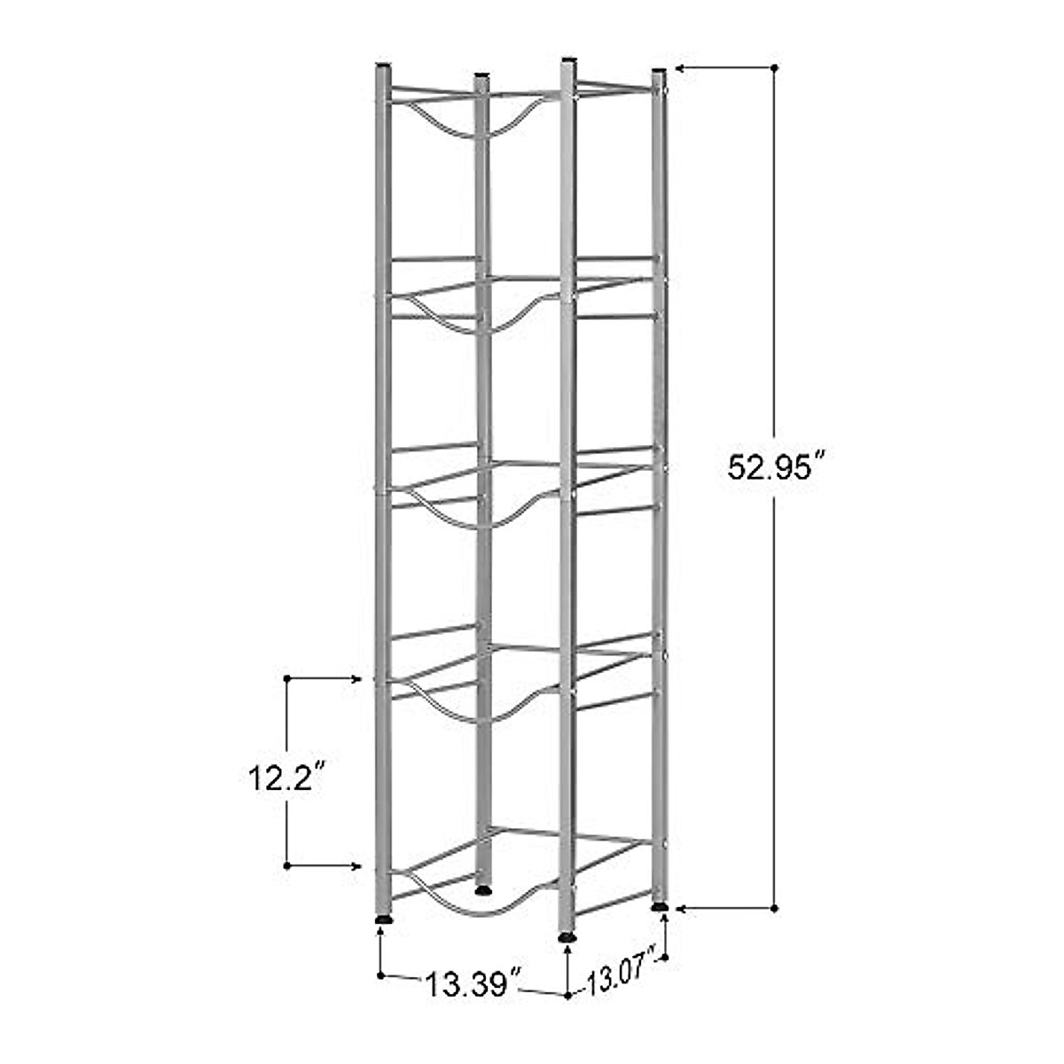 LIANTRAL Water Jug Rack, 5 Gallon Water Bottle Holder, 5 Tiers, Silver