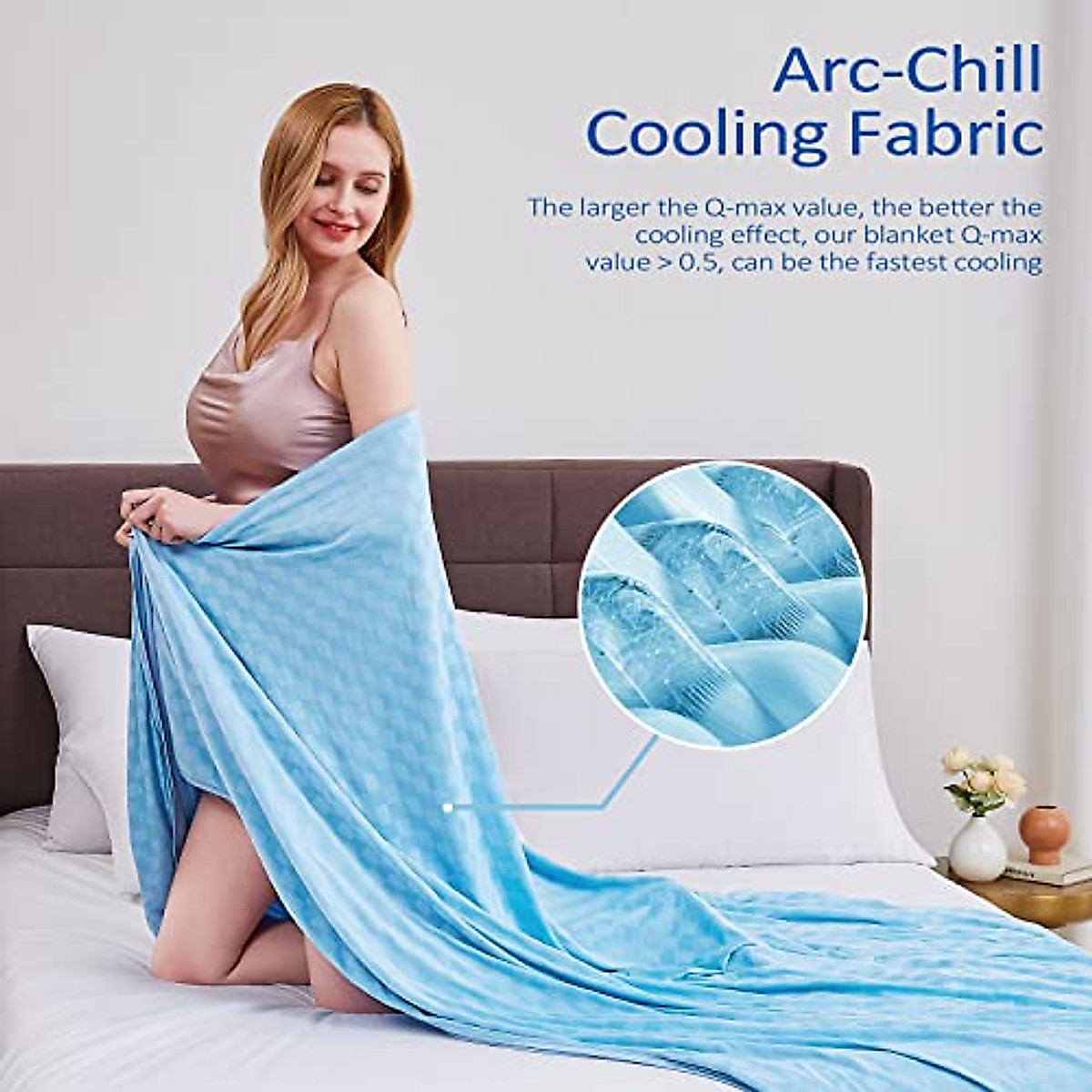 Topcee Cooling Blanket, Summer Cooling Blankets for Hot Sleepers, Arc-Chill Q-Max>0.5 Cool Fiber, Oeko-TEX 100% Certified, Soft, Breathable, Double-Side Design Throw,Keep Cool for Adults Kids 50"x70"