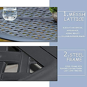 LOKATSE HOME 42.1" Outdoor Round Cast Wrought Iron Patio Metal Dining Table with Umbrella Hole, Steel Frame for Backyard Lawn Balcony Deck, Black