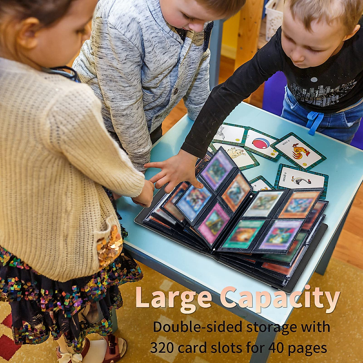 4 Pocket Card Binder, Waterproof Trading Card Folders with Double Sided Pockets, 320 Card Collection Binder for Game Cards/Most Standard Size Cards/Sports Cards, Rock Skull