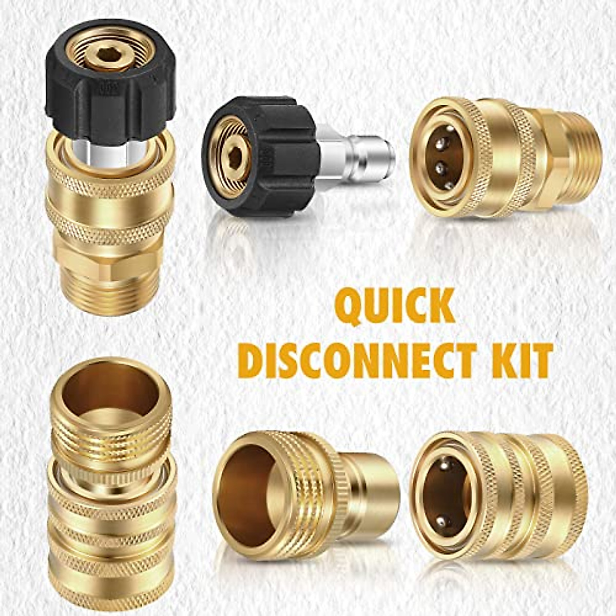 16 Packs Pressure Washer Adapter Set Connect Disconnect Kit Includes M22 Swivel to 1/2 Inch Connect 3/8 Inch to Quick Release 3/8 Inch Plug 1/2 Inch Plug 3/4 Inch Swivel Female Male for Garden Hoses