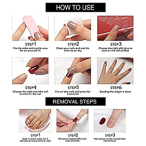 YoYoee Press on Nails Short French Fake Nails Almond Cute Tips Acrylics Full Cover White False Nails for Women and Girls 24PCS