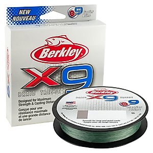 Berkley x9 Braid Superline, Low-Vis Green, 20lb test | 37 lbC | 17.0kg, 2188yd | 2000m Fishing Line, Suitable for Freshwater and Saltwater Environments