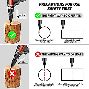 Firewood Log Splitter 45mm+32mm, 6PCS Wood Log Splitter Firewood Detachable Drill Bit Heavy Duty Electric Drills Screw Cone Driver Hex + Square + Round