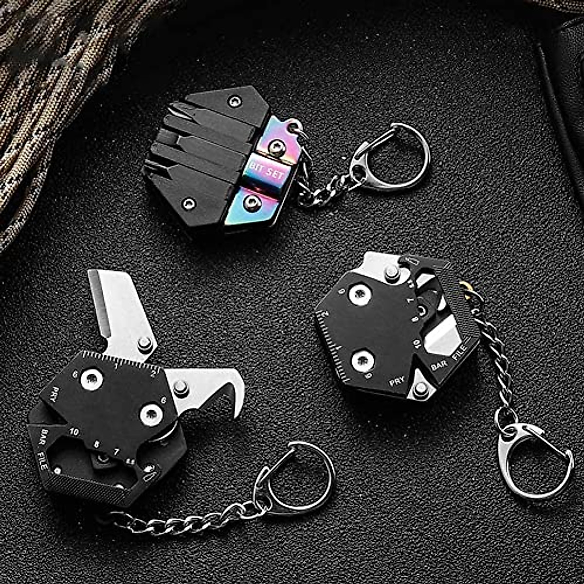 Keychain Screwdriver Multifunctional Hexagon Coin Outdoor EDC Tool Hexagon Folding Pocket Coin Gear Knife Pee Fold Coltello Mini