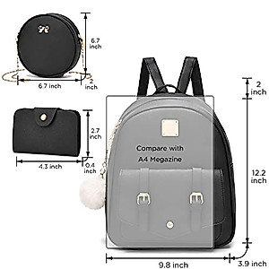 I IHAYNER Girls 3-Pieces Fahsion Leather Backpack Purse Set for Women Rucksack for Ladies Satchel Shoulder Bag Bookbag for Teen Girls Gold Pink