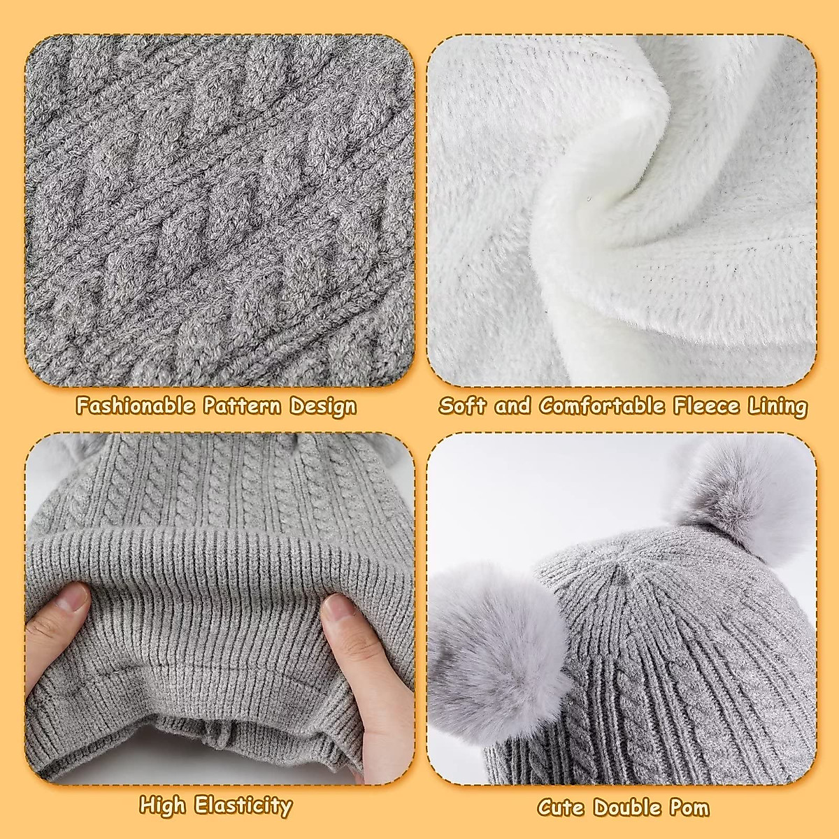 Baby Winter Hat Scarf Set 2 Pack, Toddler Beanie Hats Girl Boy with Neck Warmer, Beanie for Kids Knit Warm for Cold Weather