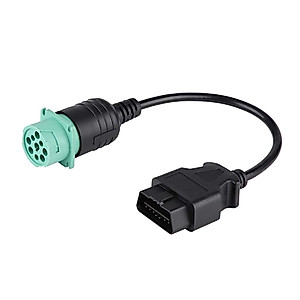 Diagnostic Scanner Cable Adapter, 9 Pin to 16 Pin OBD2 Diagnostic Scanner Cable Adapter for Cummins Engine