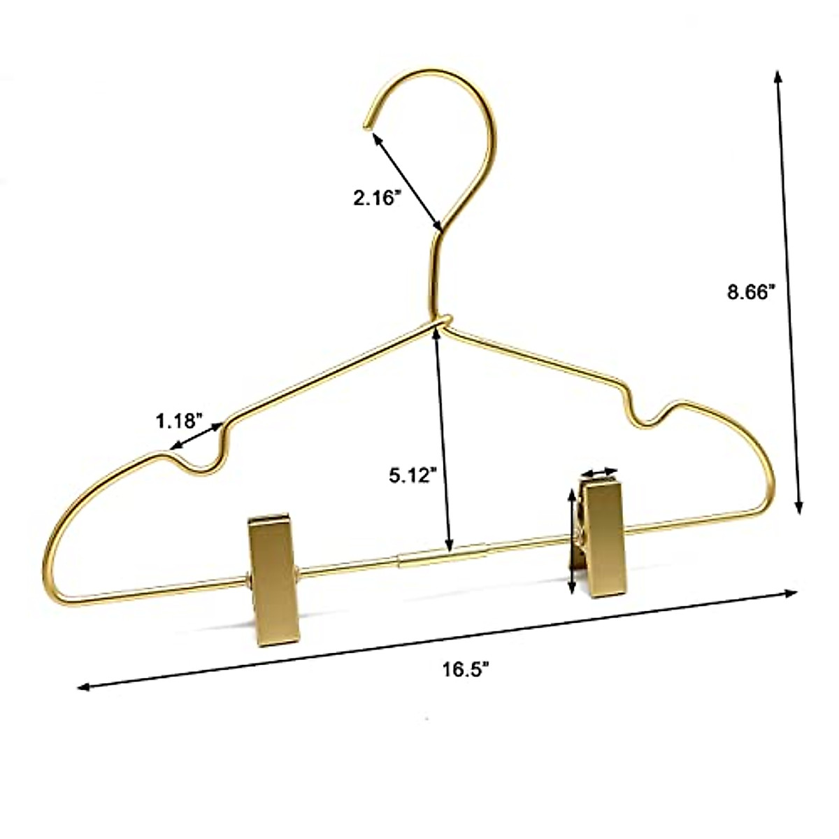 Koobay Adult 42cm Gold Matt Wire Clothes Hanger, 30PACK, Coat Suit Clips Clothes Hangers Storage Display