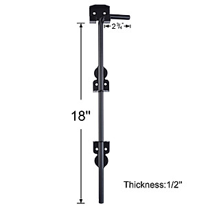 SANKINS 18" Cane Bolt Drop Rod Heavy Duty Gate Hardware Black Solid Steel Gate Ground Latch for Wood PVC Vinyl Metal Gates Fences Doors, Holding Gate to The Ground (1 Pack)