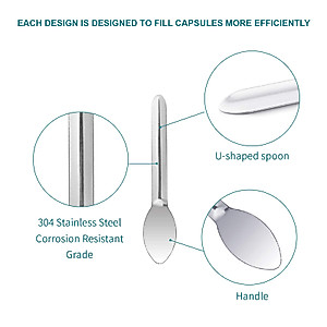 Capsule Filling Machine Kits for Empty Pill Capsules Filler, Lab Supplies - Micro Tiny Spoon Spatula, Lab Scoop Filling Tray Powder Tool, Gel Capsules Size # 000 00 0 1 2 3 4 5 (#000 00 0 1)