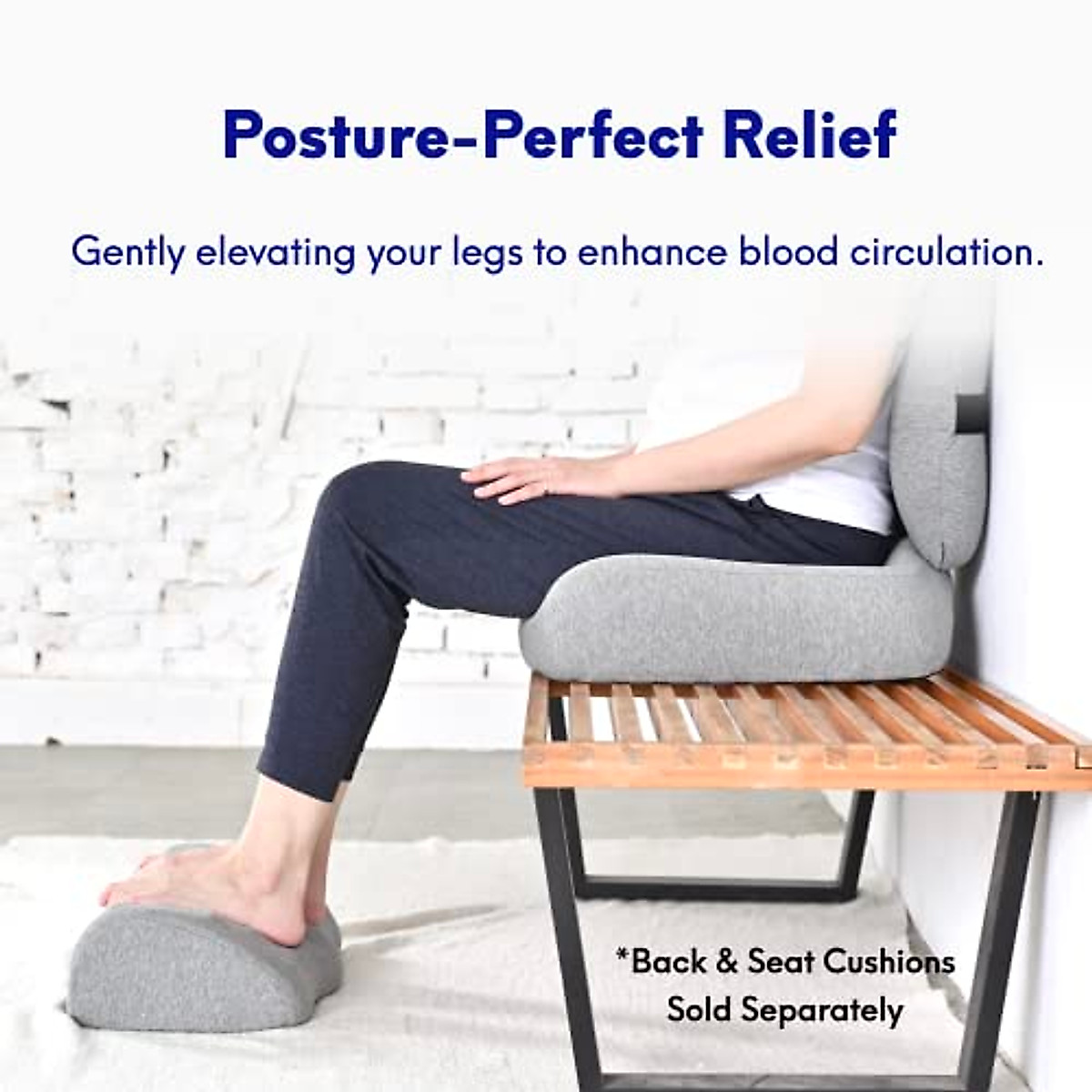 Cushion Lab Ergonomic Foot Rest for Under Desk – Patented Massage Ridge Design Memory Foam Foot Stool Pillow for Work, Home, Gaming, Computer, Office Chair – Footrest for Back & Hip Pain Relief