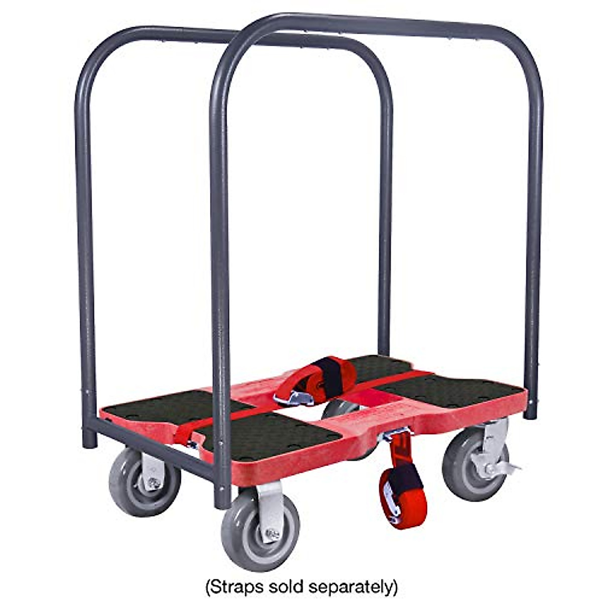SNAP-LOC 1800 LB Super-Duty Panel CART Dolly RED with Steel Frame, 6 inch Casters, Panel Bars and Optional E-Strap Attachment