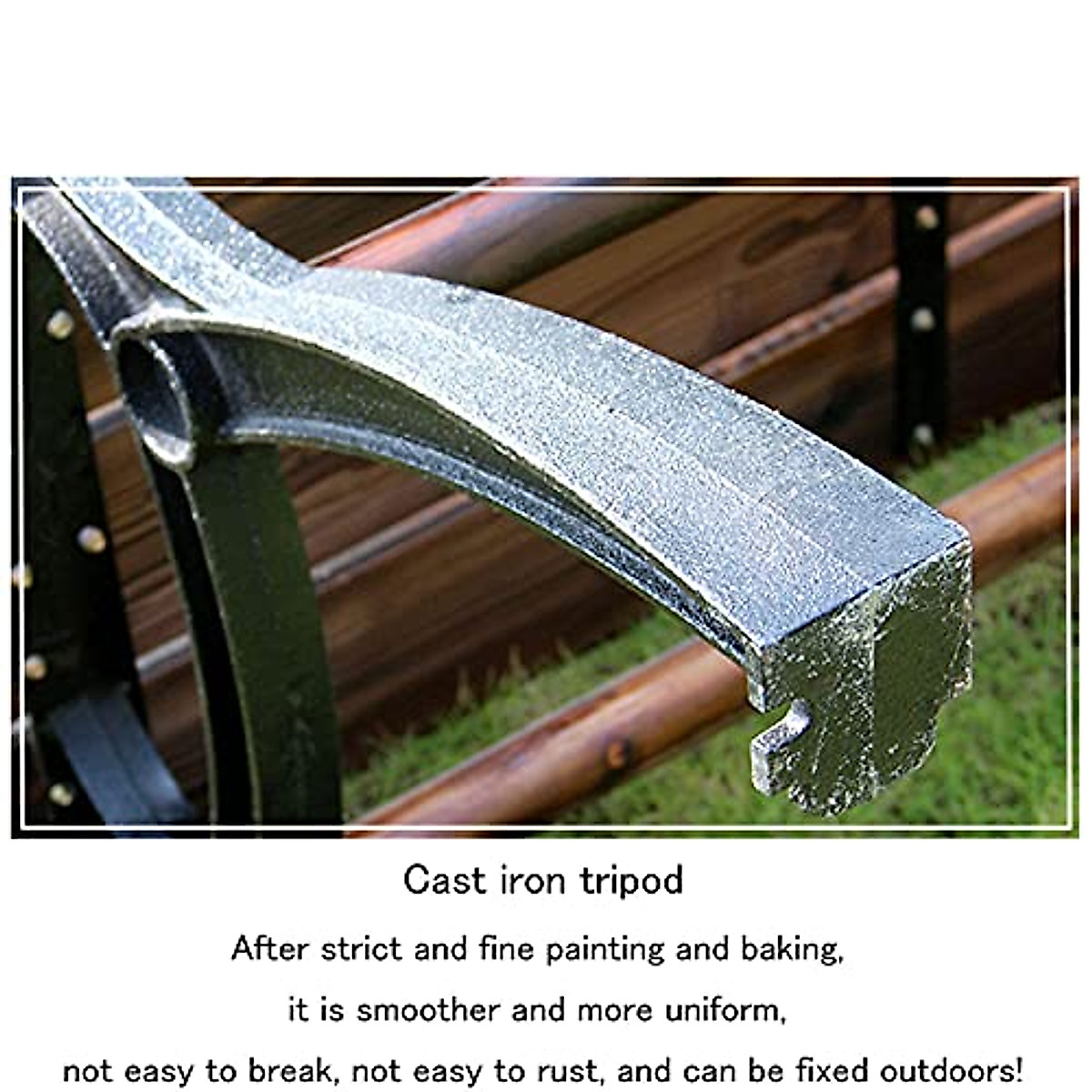 LASEVE Garden Benches, Solid Wood Garden Bench with Backrest, Outdoor Wooden Park Bench, Cast Iron Tripod Rust-Proof Leisure Retro Patio F Suitable for Outdoor and Indoor