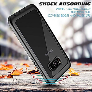 Samsung Galaxy S8 Case, Pakoyi Full Body Bumper Case Built-in Screen Protector Slim Clear Shock-Absorbing Dustproof Lightweight Cover Case for Samsung Galaxy S8 (Grey/Clear)