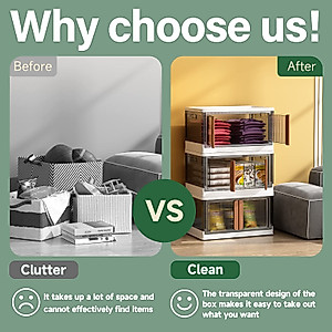 Mirspt Storage bins,plastic storage bins with lids-76Quart large foldable storage containers，Stackable storage drawers for bedroom, hall, kitchen, RV, office(3Packs)