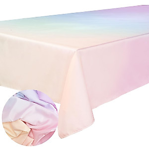 xo, Fetti Pastel Gradient Washable Tablecloth - 9 ft. | Birthday Party Decorations, Bachelorette Party Supplies, Rainbow Baby Shower, Pastel Preppy, Tableware