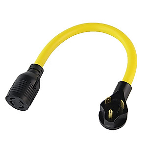 PLIS TT-30P to L14-30R Heavy Duty Generator Adapter,10AWG*3C Generator Flexible Cord,30Amp,3Prong to 4Prong,Yellow,1.5FT