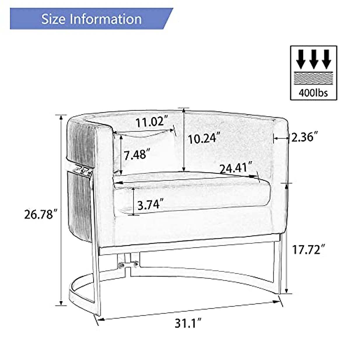 Modern Living Room Chair Velvet Barrel Accent Chairs Armchair, Upholstered Lounge Chair Mid Century Tub Bucket Club Side Chair Sofa for Bedroom-Green