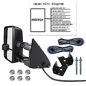 Spec-D Tuning Led Amber Signal Power + Heated Towing Side Mirrors Compatible with GMC C/K 1988-1998, 92-99 Yukon Suburban