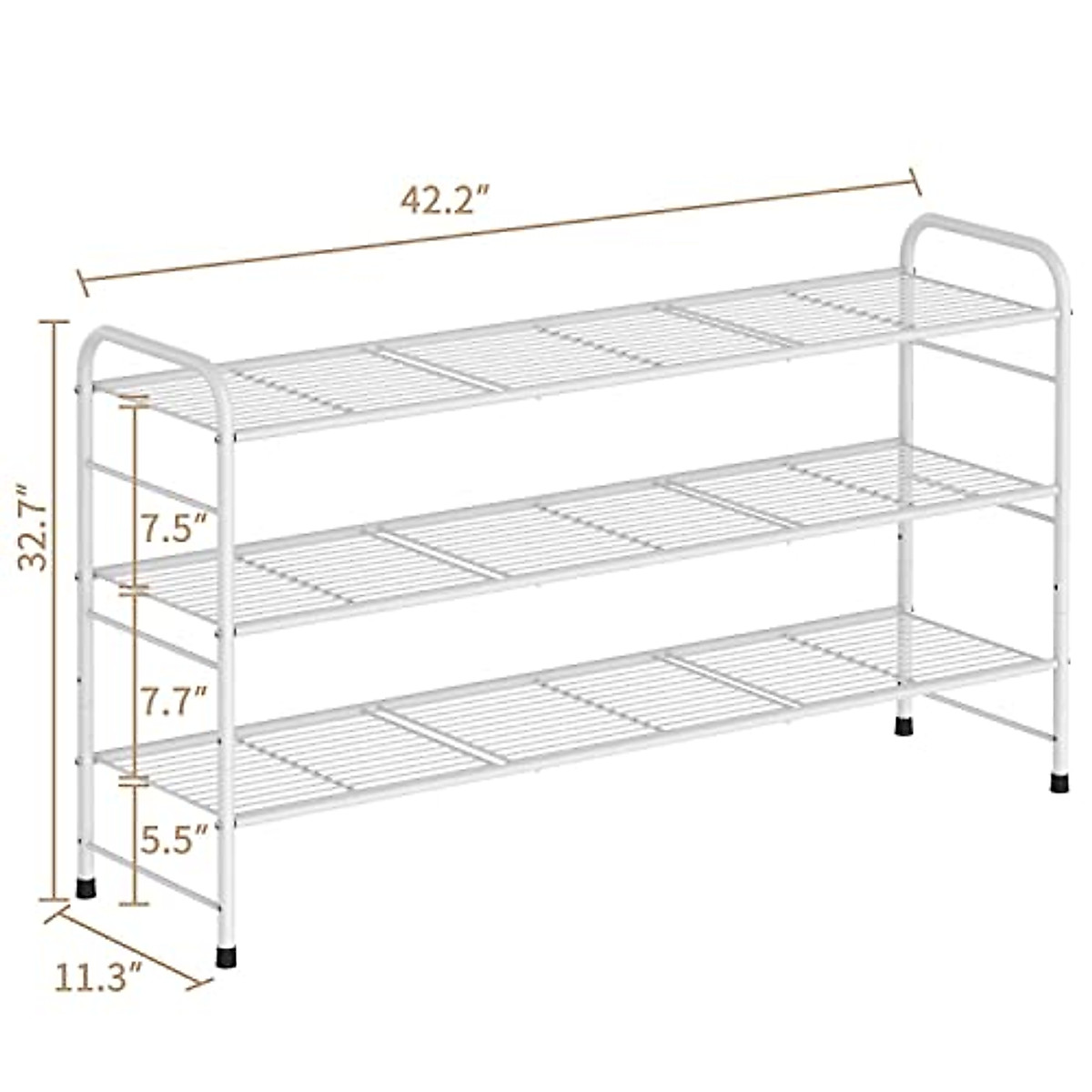 Dicasser 3-Tier Long Shoe Rack Organizer Extra Large Capacity for 24 Pairs,White