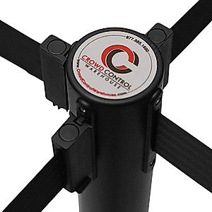 Crowd Control Warehouse CCW Series RBB-100 - Set of 2 Stanchion Retractable Belt Barriers - 11 Foot Black Belt, Black Post - Easy Assembly