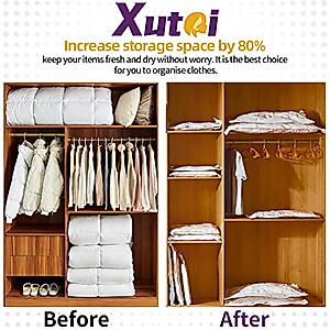 XUTAI Vacuum Storage Bags, Space Saver Bags 12 Pack (4 Large/ 4 Medium/4 Small) for comforters and blankets，Clothes，Clothing，Travel，Luggage，Bedding,Vacuum Seal Bags for Clothes，Hand Pump