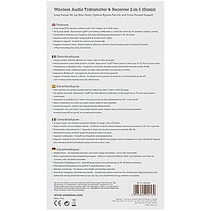 Avantree Oasis B – Bluetooth Transmitter & Receiver for TV with Dual Link Capabilities, Pass-Through Features, and No AudioDelay, Class 1 Long Range, LED Indicator, Optical AUX RCA