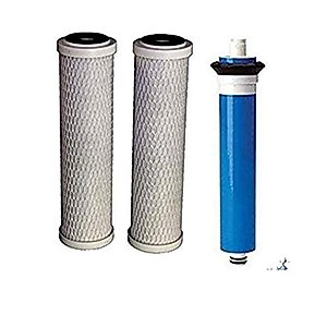 Compatible with FX12M and FX12P, Water Filter Replacement Cartridge Compatible GE RO Set GXRM10RBL GXRM10G Reverse Osmosis Systems, 2x Carbon Filters, 1x 50GPD RO Membrane Filter