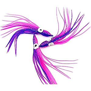 Pack of 50pcs Glow Soft Plastic Octopus Squid Skirt Fishing Lures Hoochies Trolling Saltwater Soft Fishing Lures Set for Bass Salmon Trout 3.94 inch 10 Colors Included