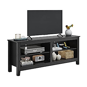 Panana TV Stand, 4 Cubby TV Stand for 65 inch TV, Farmhouse Television Stands Entertainment Center Media TV Table Stand for Living Room Bedroom (Black 59 inch)