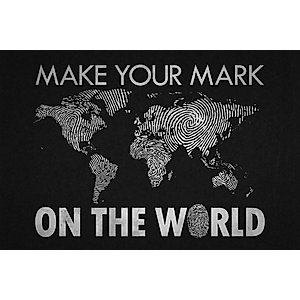 Make Your Mark On the World Black Map Travel World Map Fingerprints in Detail Map Posters for Wall Map Art Wall Decor Geographical Illustration Destinations Cool Wall Decor Art Print Poster 36x24