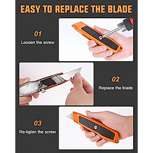 Utility Knife Box Cutter Retractable Heavy Duty SK5 Steel Blades Razor Knife Utility For Boxes Cardboard Carpet 2Pack Box Cutters (4-Pack, Multicolored)