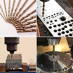 VTEVER Cobalt Drill Bit Set M35 HSS 13-Piece Jobber Drill Bit Kit for Stainless Steel,Hard Metal,Cast Iron and Wood Plastic,1/16"-1/4"…