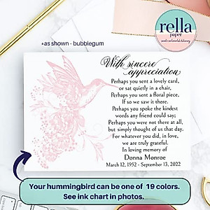 Hummingbird Personalized Sympathy Thank You Notes, Choose Your Quantity, Blue Thank You Cards Sympathy Acknowledgement with Hummingbirds, Bereavement Thank You Card with Envelopes, After Funeral Card