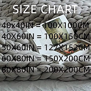 Chunky Knit Blanket,Handmade Chunky Knit Throw Blankets Soft Chunky Knitted Bed Blanket for Boho Home Decor,Couch & Bed(40x40in,Milk White)