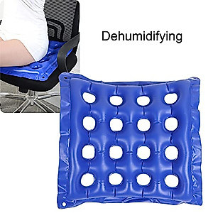 Inflatable Seat Cushion, PVC 16 Holes Inflatable Chair Cushion Anti Decubitus Ergonomic Chair Cushion Coccyx Sciatica Chair Pad Ideal for Long Sitting with Pump Blue