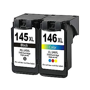 Saiyeeka Remanufactured for Canon 145 146 XL Ink Cartridge for Canon PG 145 XL CL 146 XL PG-145XL CL-146XL Ink Cartridges Replacement for iP2810 MG2410 MG2510 MG2910 MG3010 1 Black 1 Color