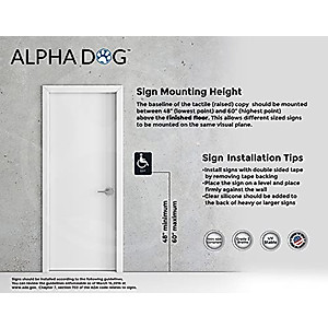 ALPHA DOG Handicap Exit Sign with Braille - ADA Compliant Tactile Exit Sign with Grade 2 Contracted Braille and Raised Text, 8x6 inch, UV Stable for Indoor or Outdoor Use, Made in the USA