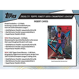 2020-21 Topps Champions League Finest Soccer UEFA Hobby Box (12 Packs/5 Cards:2 Autos)