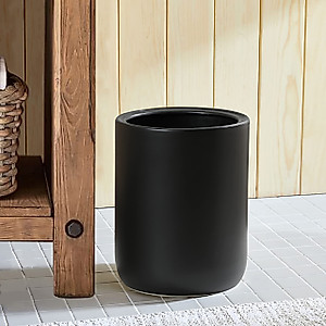 Motifeur Bathroom Wastebasket - Ceramic Decorative Trash Can (Black Marble Look)…
