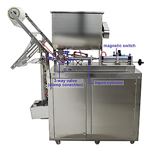 PreAsion Automatic Liquid Paste Filling Packaging Sealing Machine 10-100ml with Mix Hopper for Vinegar Sauce Salsa Sauce Stainless Steel Three Sides Sealing 3inch Wide